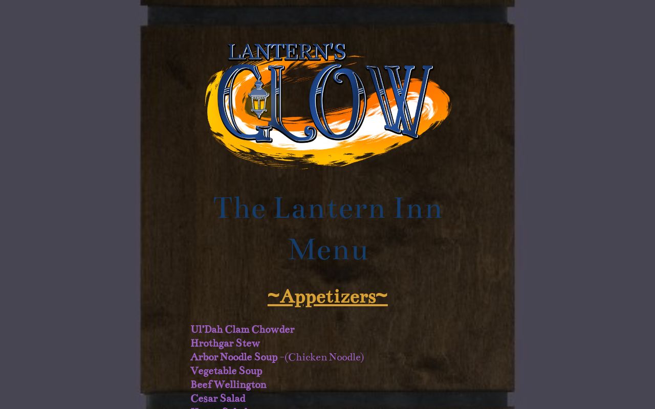 LanterninnMenu